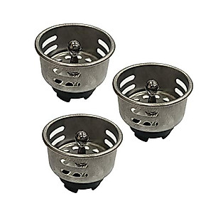 VARNAHOME Stainless Steel Junior Duo Strainer Replacement Basket/Stopper for Bar and Prep Sinks Drains 3 Pack