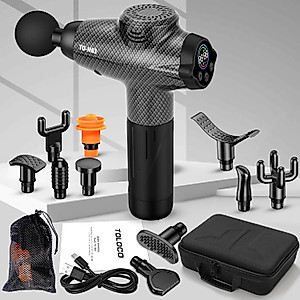 TOLOCO Massage Gun Deep Tissue, Back Massage Gun with 12 Heads, Percussion Massage Gun for Pain Relief, Gift for Mother Day & Father Gift, Dark Carbon