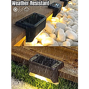 EINBFLYZ Solar Deck Lights Outdoor, LED Solar Powered Step Lights Waterproof,4 Pack Solar Fence Lights for Yard,Patio,Garden,Stairs and Pathway - Warm White