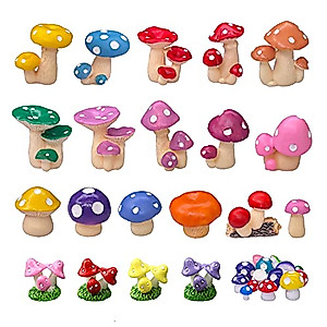 JKanruh 35 Pcs Miniature Resin Mushroom,Cute Mushrooms Fairy Garden Moss Landscape Ornaments for Outdoor Decoration,Home Décor,Cake Decoration,DIY Crafts