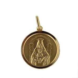 amalia 18K Solid Yellow Gold Our Lady of Coromoto Medal 13mm=0.51 inch