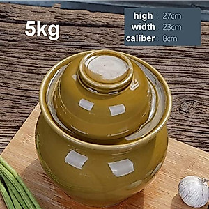 Ceramic Thickened Ceramics Fermenting Jar, Porcelain Pickling Jar,Crock Jar Stoneware Pot, Kimchi Pot with Lid Food Storage, Water Seal Fermenting Pickling Kimchi Crock 1KG jars (Size : 6.5KG) ( Size