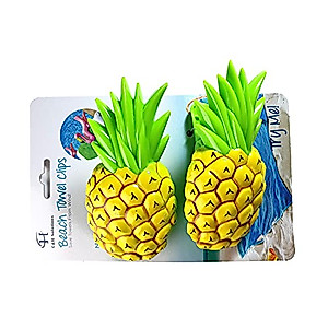 C&H Solutions Pineapple Clip B Type, 1-Pack, 2 Count Beach Towel Clips Jumbo Size for Beach Chair, Cruise Beach Patio, Pool Accessories, Household Close Snacks Clip, Baby Stroller