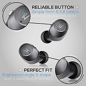 LYPERTEK SoundFree S20 - True Wireless in-Ear Headphone with QuickConnect, Wireless Charging, Ambient Sound, IPX5, 8+40h Playtime, Black