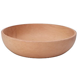 Salad Wooden Bowl, Round Household Beech Wooden Bowl Wooden Bowl for Salad Dipping Sauce Pasta Cereal(L)