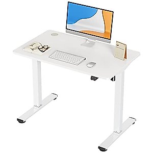 WOKA 40 x 24 Inches Electric Standing Desk, Adjustable Height Stand up Desk, Sit Stand Home Office Desk, Motorized Desk with Splice Board, Ergonomic Computer Workstation, White
