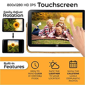 Kodak 10-Inch Touch Screen Rechargeable Wi-Fi Digital Picture Frame (Rose Gold)