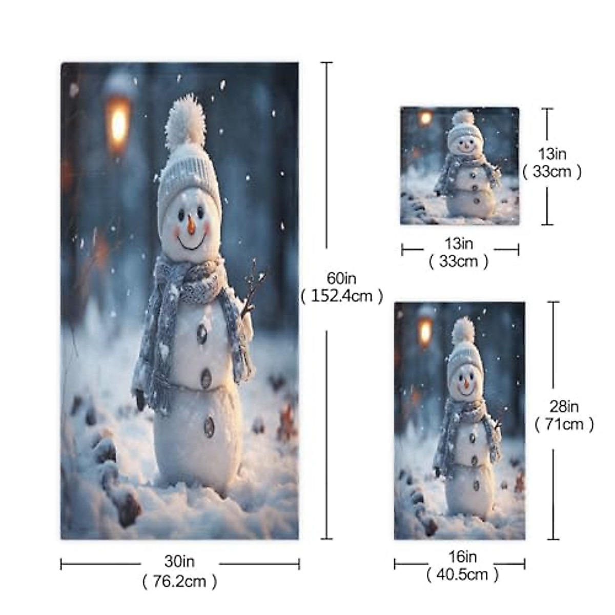 Flradish Snowman Towels 3 Pack Bath Towels for Bathroom Set Soft Cotton Highly Absorbent Lightweight & Quickdry Towel Set 1 Bath Towel,1 Hand Towel,1 Washclothe