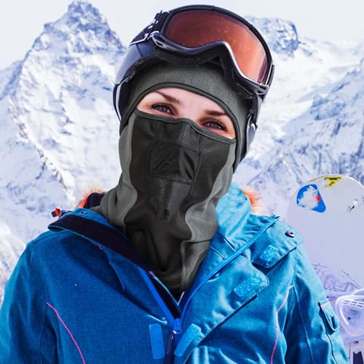 Balaclava for Women Men Winter Ski Face Mask Breathable Windproof Thermal for Motorcycle Riding Cycling in Cold Weather Gray