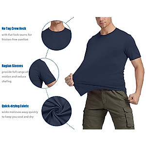 BIYLACLESEN Men's Hiking Shirts Short Shirts UPF 50+ Sun Protection Shirts Dry Fit Moisture Wicking T-Shirts for Men Workout,Travel,Camping Navy