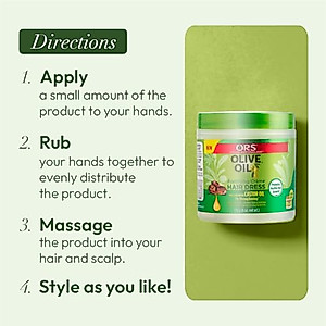 ORS Olive Oil Fortifying Cream Hair Dress Infused with Castor Oil for Strengthening 6 Ounces
