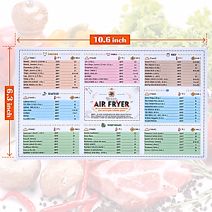 Air Fryer Magnetic Cheat Sheet Cookbook Cooker Accessories Magnet Cooking Times Chart Quick Reference Guide for 66 Common Prep Functions
