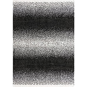 Unique Loom Hygge Shag Collection Area Rug - Gradient (9' x 12' Rectangle, Black and White)