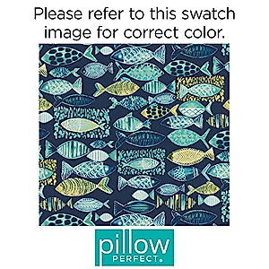 Pillow Perfect Outdoor/Indoor Hooked Lagoon Square Corner Seat Cushions, 20" x 20", Blue, 2 Count