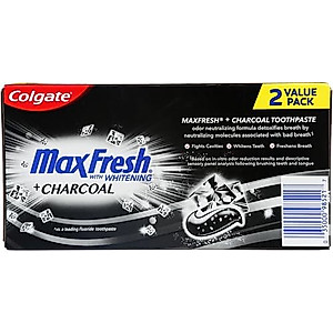 Colgate Max Fresh Toothpaste + Charcoal, Charcoal Mint (6 Ounce, Pack of 2)
