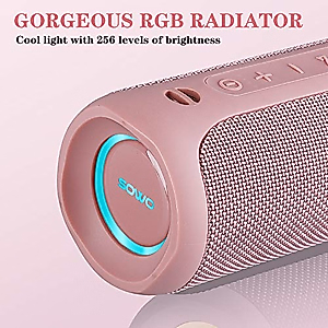 Outdoor Portable Bluetooth Speaker, Wireless IPX7 Waterproof Speaker, 25W Loud Sound, Bassboom Technology, TWS Pairing, 16H Playtime, Speaker with Lights - Pink