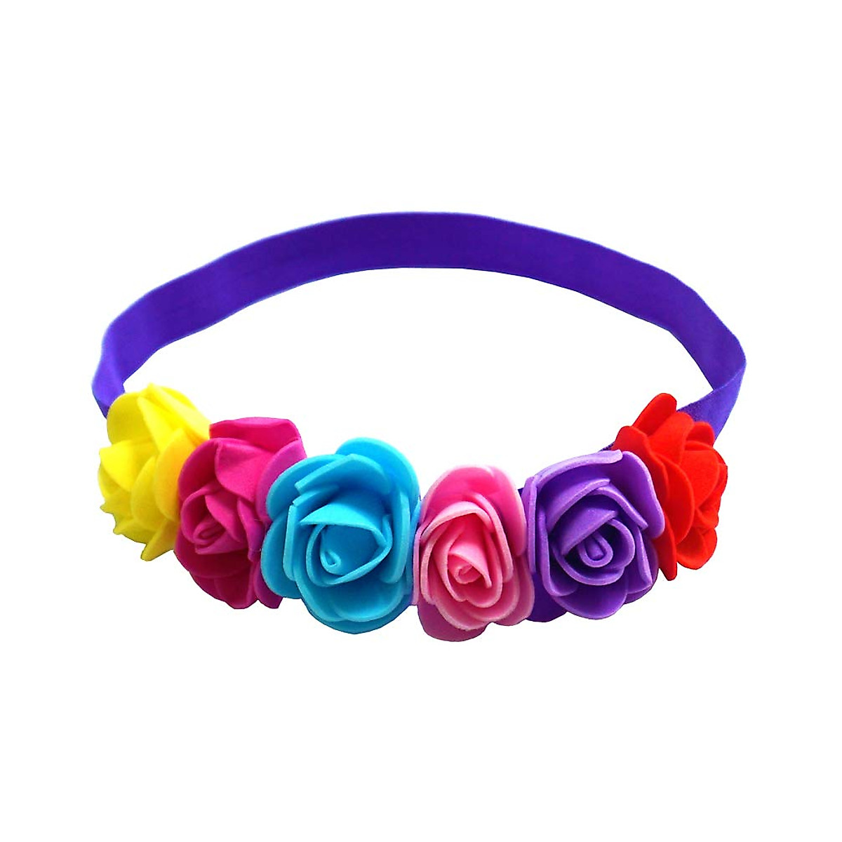 MY-PRETTYGS Toddlers Layered Tulle Rainbow Tutu Skirt with Flower Crown Wreath Headband for Baby Girls 0-24 Months.(Rainbow)