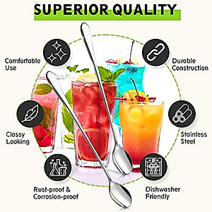 Rainspire 9-Inch Long Coffee Spoons for Coffee Bar, Coffee Stirrers Ice Cream Spoon Tea Spoons Stainless Steel Long Spoon for Cocktail Stirring Iced Tea, Coffee Bar Accessories, 2 Pack