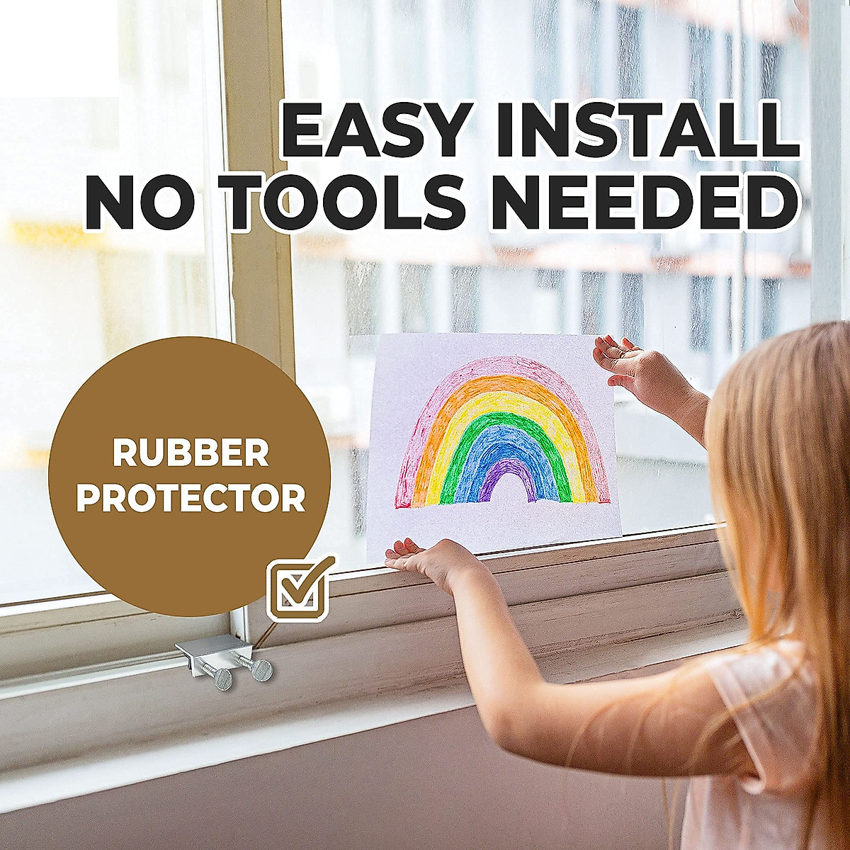 Window Locks, 10 Pack Window Locks for Vertical and Horizontal Windows, Sliding Window Locks, Adjustable Aluminum Window Stoppers, Window Security, No-Drill Install, Fits Tracks up to 3/16" Wide