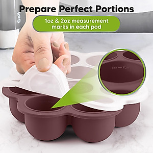 Silicone Baby Food Freezer Tray with Clip-on Lid - 2oz x 10 Pods Baby Food Silicone Freezer Molds, Breast Milk Freezer Tray, Dishwasher, Microwave, BPA-Free Baby Food Storage Tray (Mulberry)