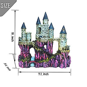 PINVNBY Aquarium Resin Castle Decoration Fish Tank Driftwood Castle Cave Hideouts House Plants Supplies Accessories(Purple)