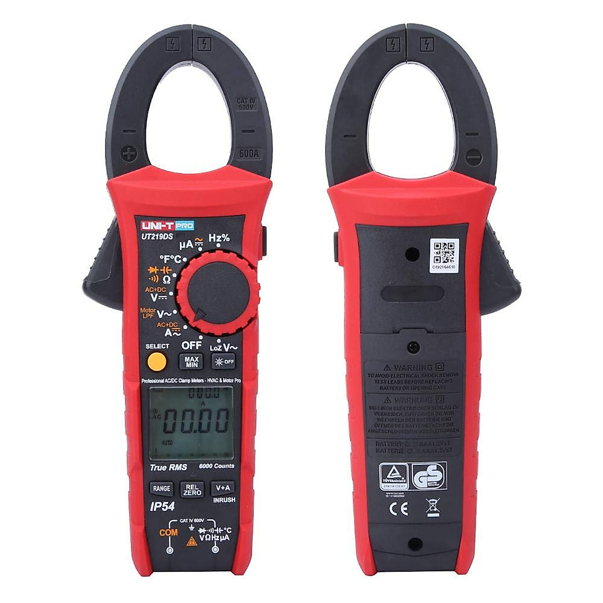 UT219DS Digital Clamp Meter 6000 Counts LCD Clamp Meter Voltage Current Resistance Tester Used to Measure Current Voltage Temperature Capacitance Resistance Diodes