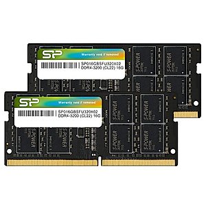 Silicon Power DDR4 32GB (2x16GB) 3200MHz (PC4-25600) CL22 SODIMM 260-Pin 1.2V Non-ECC Laptop RAM Notebook Computer Memory
