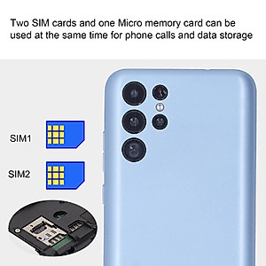 6.26 Inch Slim 3G Smart Phone Dual SIM Cell Phone for Android 10 OS, HD Full Screen Mobile Phone Support Face Recognition, Ten Core Processor, 4GB 64GB, Front and Rear HD Camera, 2800mAh(Light Blue)