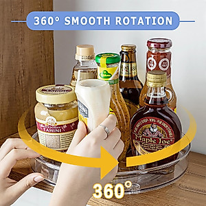 2 Pack | 10.6" SissiJohoy Lazy Susan Turntable Organizer for Kitchen Cabinet Pantry Refrigerator Countertop Dresser, Clear