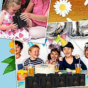 Zhehao 50 Pack Mini Gift Bags, 4 x 2.75 x 4.5 Inches Paper Bags with Gift Tags, Extra Small Paper Gift Bags with Handles for Birthday Gifts, Party Favors, Weddings, Baby Showers (Black)