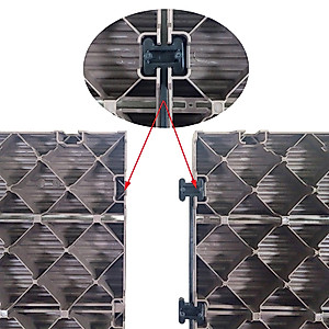 9 Pcs PE Interlocking Patio Deck Tiles, 12 x 12in 4-Slats Straight Pattern Floor Covering for Patio Shower Garden Balcony