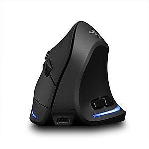 Attoe Vertical Mouse Wireless, Right Handed 2.4GHz Wireless Ergonomic Rechargeable Vertical Mouse with 3 Adjustable DPI 1000/1600/2400, 6 Buttons,Compatible with PC, Desktop,Mac (Black)