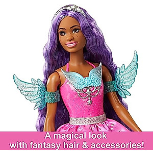 Barbie Doll with Two Fairytale Pets and Fantasy Dress, Barbie “Brooklyn” Doll From Barbie A Touch of Magic, 7-inch Long Fantasy Hair