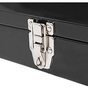 Torin ATB102B 16" Hip Roof Style Portable Steel Tool Box with Metal Latch Closure, Black