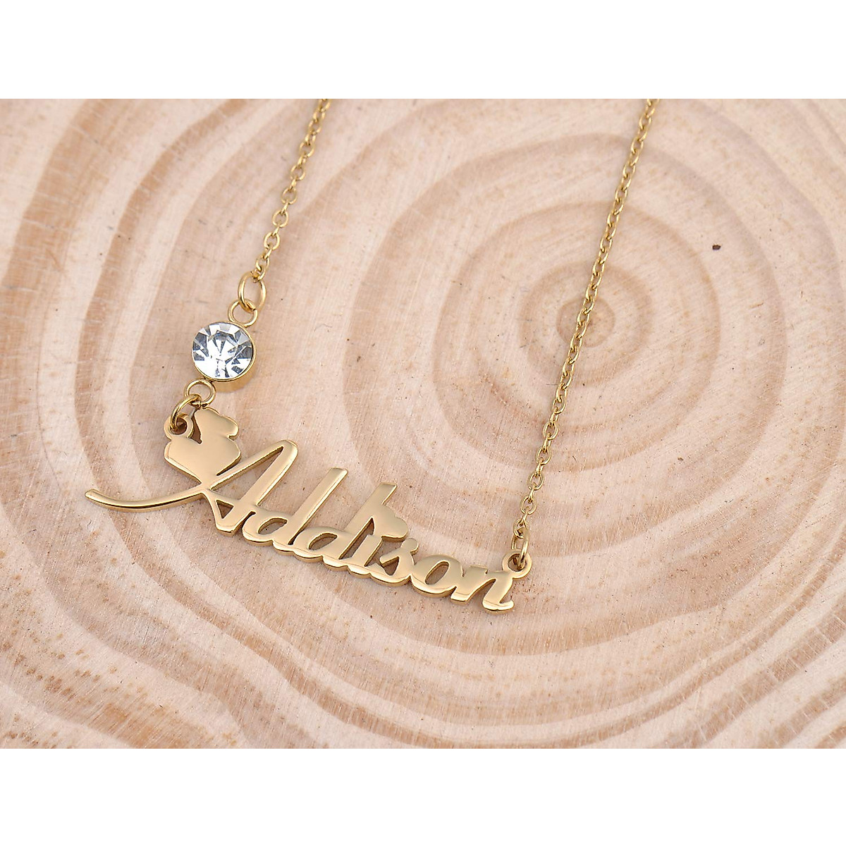 HUAN XUN Custom Any Name Hadassah Necklaces Birthstone Pendant