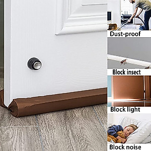Door Draft Stopper,Under Door Draft Blocker, Adjustable Door Bottom Weather Stripping,Sound Proof Noise Reduction(Brown)