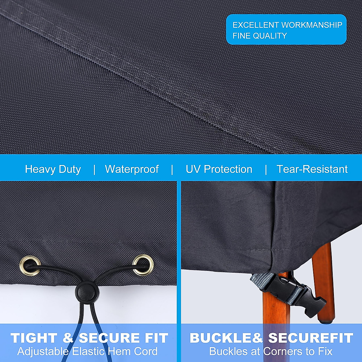 CNCZMH 70"X23" Patio Furniture Set Covers Waterproof For Outdoor Round Table And Chairs, 600d Oxford Fabric Heavy Duty Extra Large Covering For Outside Furniture