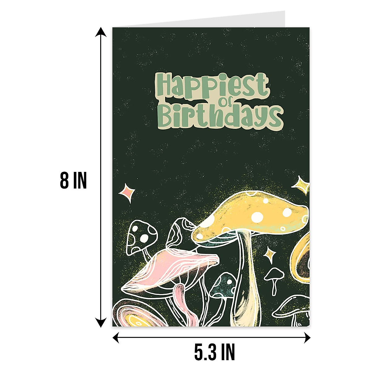 Qiliji Vintage Mushroom Birthday Card, Birthday Greeting Card for Him Her, Happiest of Birthdays