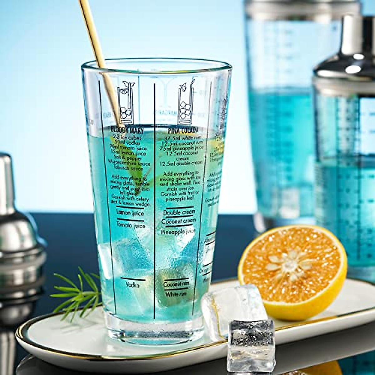 Sanlan cocktail shaker, 12oz Martini Recipes Measured Mixing Glass and Stainless Steel Top shakers bartending, Best Gift for Beginner