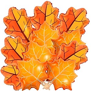 YUJUN 11PCS Fall Thanksgiving Balloons, Maple Leaves Shaped Mylar Foil Balloons for Thanksgiving Autumn Home Theme Decoration Party Supplies（2 Styles)
