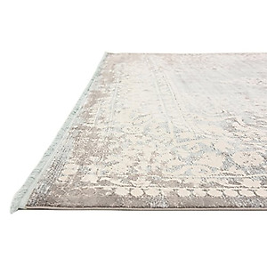Unique Loom Traditional Classic Intricate Design with Distressed Vintage Detail, Area Rug, 10 ft x 13 ft, Light Blue/Ivory