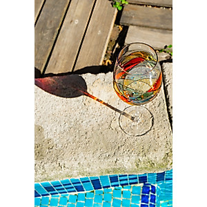 Antoni Barcelona Set Wine Decanter and Wine Glasses Mouth Blown Hand Painted Amazing Gift Wedding Woman Man Unique Present Anniversary Drink Party (Large Wine Glasses Set 2, Red)