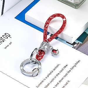 Bling Crystal Car Keychain for Women, Keychain Accessories With Bling Rhinestones, Fashionable Car Key Chain for Car Keys for Honda/MercedesBenz/Audi/BMW/Hyundai/Nissan/Mazda/Chvey/Toyota (Red)