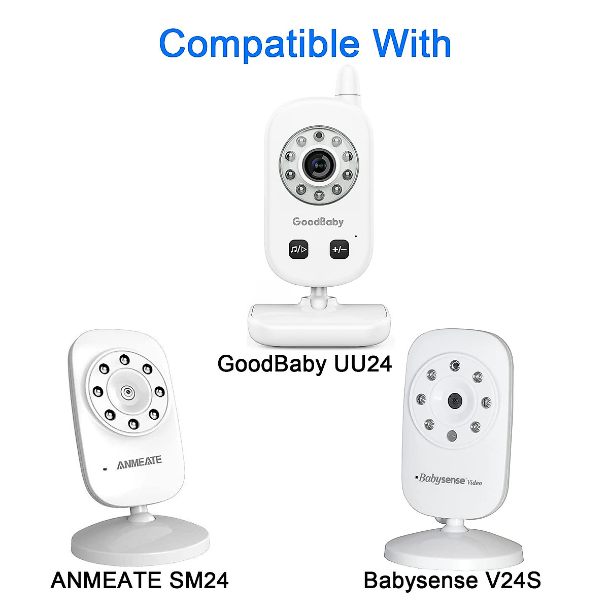 BECEMURU Baby Monitor Mount Camera Shelf, Flexible Strong Clip Clamp Mount Bracket Compatible for ANMEATE SM24/Goodbaby UU24/Babysense V24US Camera,No Drilling Mounting