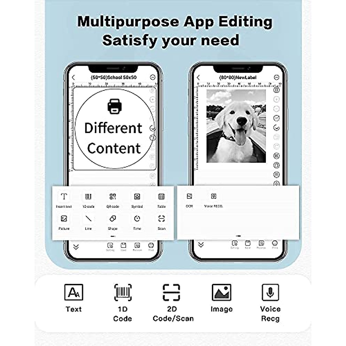 Thermal Label Maker Printer Mini - M200 Thermal Label Printer Bluetooth Wireless Support up to 3inch / 80mm Label with 3 Roll 50x80mm Thermal Labels, 100PCS/Roll