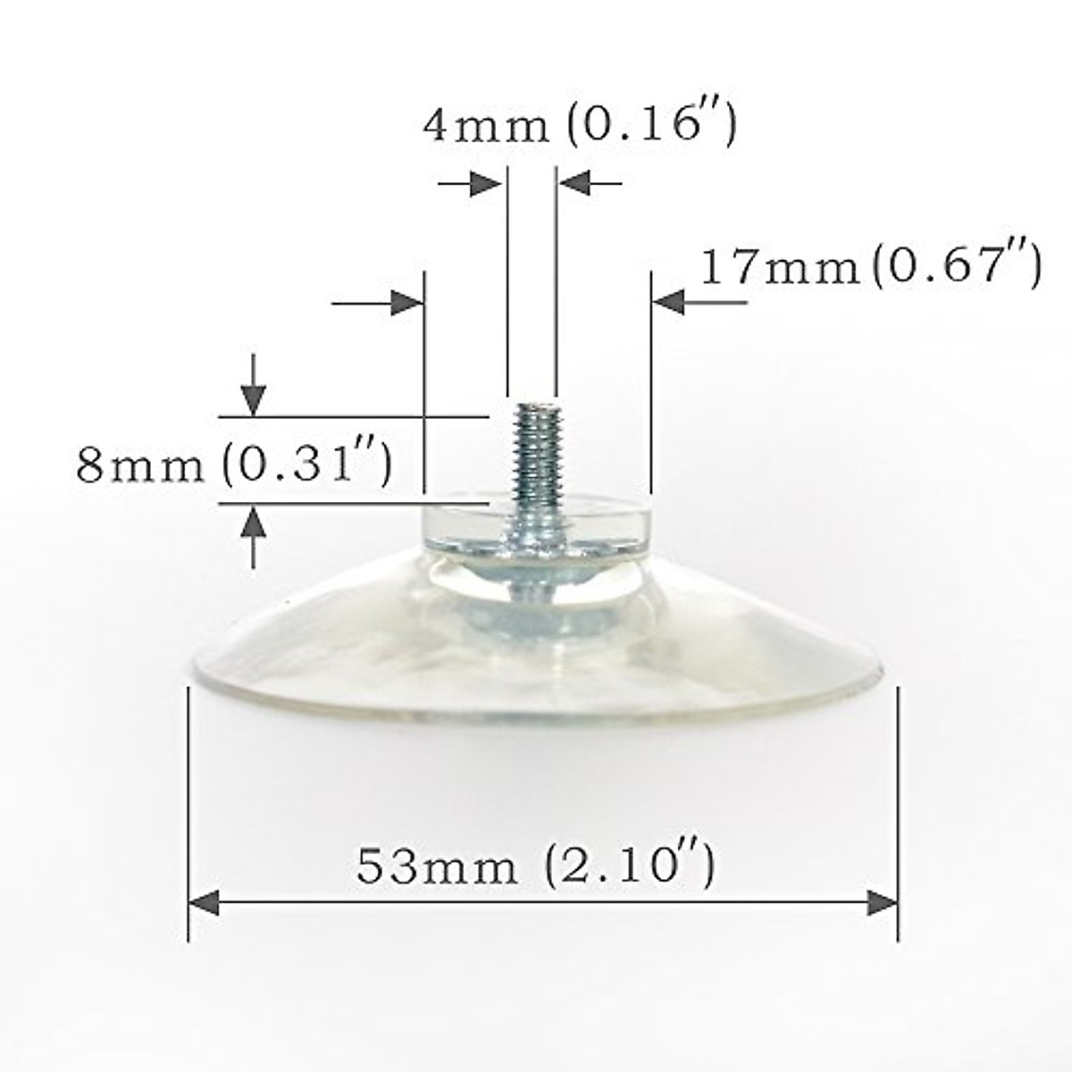 M4 Diameter 5.3 CM Strong Transparent Screw Suction Cup Hook 5 Piece/Pack,Cap Nut,(Recommended)