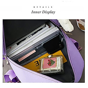 Kawaii Backpack Set of 5 with Pins and Accessories Cute Aesthetic Backpack Set with Display Window for School Teen Girls (Yellow)