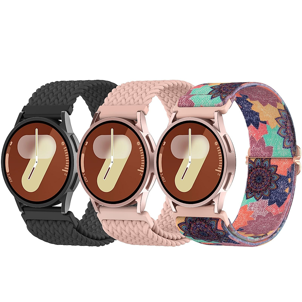 Delidigi Stretchy Bands Compatible with Samsung Galaxy Watch 7/6/5/4 40mm 44mm, Watch 6 Classic 43mm 47mm, Watch 5 Pro 45mm, Watch 4 Classic 42mm 46mm, Watch FE 40mm, Watch Active 2, 20mm Nylon Straps