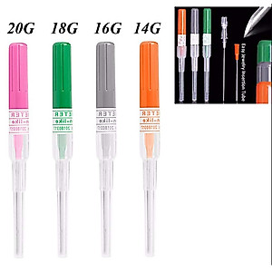 Piercing Needles - Tazay 8PCS Mixed 14G 16G 18G 20G Ear Nose Piercing Needles IV Catheter Needles for Piercing Sterilised Body Tattoo Piercings Tool for Piercing Supplies Piercing Kit (Mixed)