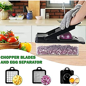 Vegetable Chopper, KATHSI Food Choppers Onion Chopper Vegetable Slicer Cutter Dicer Veggie chopper with Container,8 Blades, Black